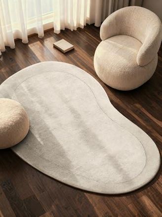 Villeroy & Boch Wollteppich Kari Organisch Shape - Weicher Natur Wohnzimmerteppich mit Bord&uuml;re, Handgemacht & Nat&uuml;rlich, Modern f&uuml;r Wohnzimmer, Schlafzimmer, Esszimme