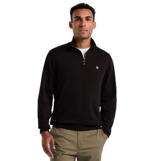 Original Penguin Herren Org FLC Qtr Zip Stic Sweatshirt, Schwarz, L
