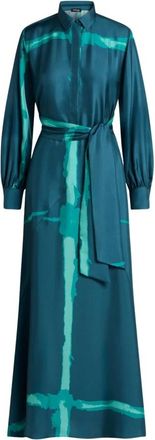 Kiton Femme, Robes, Bleu, Taille: 40 FR Long Printed Silk Dress