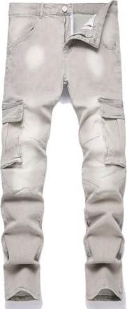 Generico Hommes Jeans Slim Fit &Eacute;lastique Bootcut Zip 3D Slim Jeans Hommes Pantalon de Travail pour Hommes Confort Stretch Denim Jambe Droite Pantalon en Denim 