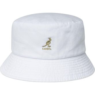 Kangol Herren Washed Bucket Baskenm&uuml;tze, wei&szlig;, XL