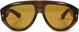 Jacques Marie Mage lunettes de soleil &agrave; monture couvrante - Marron
