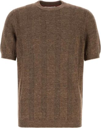 Brunello Cucinelli Homme, Pulls, Brun, Taille: 4XL Girocollo MC
