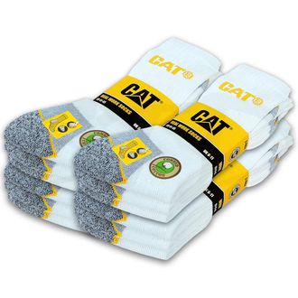 CAT Caterpillar 12 Paar REAL WORK SOCKS Damen Herren Arbeitssocken Business Socken Strümpfe Größenauswahl 35-50 (41-45, 12 Paar Weiß)
