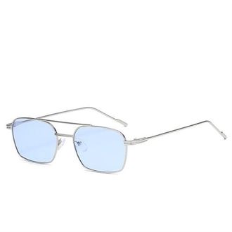 Generic Lunettes De Soleil &Agrave; Petite Monture En M&eacute;tal For Hommes, For Sports Plein Air Et Conduite(Blue)