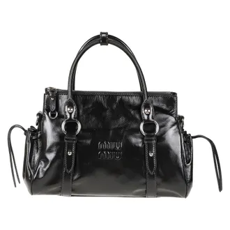 Miu Miu Glossy Leather Handbag - - Bags - Damen - Schwarzk - ONE SIZE