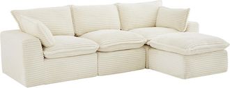 Vente-Unique Modulare Ecksofa mit Hocker aus beigem Breitcord CYROMA