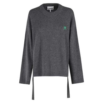 Ganni Femme, Pulls, Gris, Taille: 34/36 FR Future Wool Mix Oversized O-neck