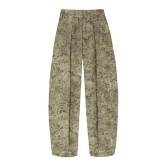 Cortana Salma- Seidenhose im Herba-Print - - Trousers - Damen - Gr&uuml;n - XL