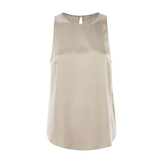 Brunello Cucinelli Femme, Tops, Beige, Taille: 36 FR Haut en Satin de Soie Stretch