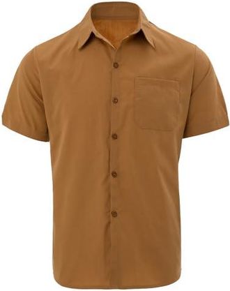 Generic Chemises de Noël 2024 boutonnées pour homme, couleur unie, mode populaire, coton et lin mélangé, chemises dhiver pour homme UK, jaune, L