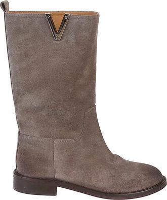 Via Roma 15 Femme, Chaussures, Gris, Taille: 38 1/2 EU Velour 4323 Bottes