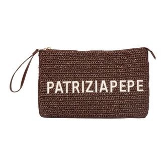 Patrizia Pepe Femme, Sacs, Brun, Taille: ONE Size Pochette Tiss&eacute;e au Crochet