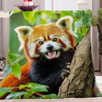 Generic Personalized Adorable Blanket Niedlicher Tierischer Roter Panda Super Weich Bedruckte Flanell Kuscheldecke Gr&uuml;N Braunes Kuscheldecke Flauschig 130 x 1