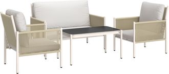 OUTSUNNY Gartenmöbel Set aus Polyrattan Lounge-Set mit 2er Sofa Sessel Glastisch Kissen wetterfest Sitzgruppe für 4 Personen Outdoor Balkonmöbel Set Terrassenm