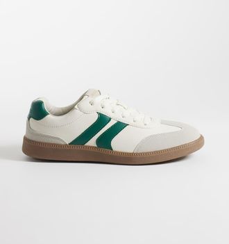 Only & Sons niedrige Sneaker mit Gummisohle in Creme und Gr&uuml;n
