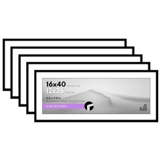 Americanflat 40,6 x 101,6 cm Posterrahmen mit poliertem Plexiglas - 5er-Set - Verwendung als 12 x 36 Rahmen mit Passepartout oder 16 x 40 cm Rahmen ohne Passeparto