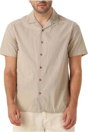 Anerkjendt Beiges Casual Baumwoll/Leinen Hemd - - Shirts - Herren - Beige - M