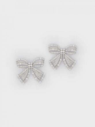 Self Portrait Boucles doreilles pendantes en laiton chrom&eacute; avec strass sertis
