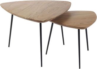 Miliboo Miliboo - Massivholz und schwarzes Metall Couchtische (2er Set) stones