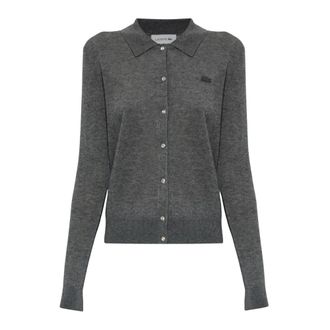 Lacoste Cardigan mit Logo-Patch - - Knitwear - Damen - Grau - S