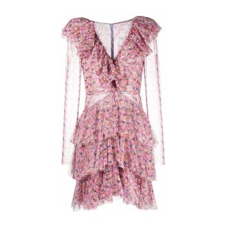 Philosophy di Lorenzo Serafini Kurzes Kleid mit R&uuml;schen und V-Ausschnitt - - Dresses - Damen - Mehrfarbig - S