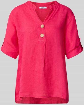 Zabaione Relaxed Fit Leinenbluse mit V-Ausschnitt Modell Is44sii