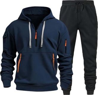 Generic Tenue Sport Homme Jogging Sweat &Agrave; Capuche Et Pantalon V&ecirc;tement De Sport Casual Automne Hiver Tenue Sport Homme D&eacute;contract&eacute; Ensemble 2 Pi&egrave;ces Tracksuit