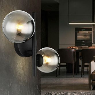 Globo Lighting Wandlampe led Wandleuchte Wohnzimmerlampe Flurleuchte Metall Glas schwarz rauch, 2x G9, 2x 80lm, 3000K warmweiß, h 12,5 cm