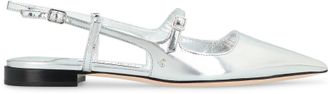 Jimmy Choo London Womens Didi Leather Slingback Pumps Silver Ballerina Shoes