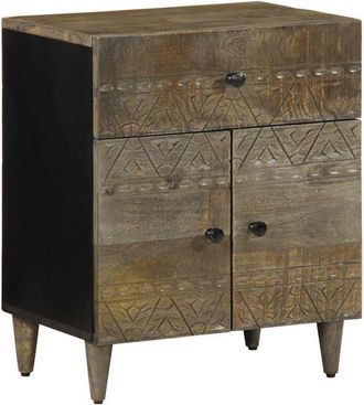 vidaXL Nachttisch Hellgrau 50x33x60 cm Massivholz Mango - Vidaxl