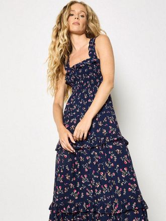 Apricot Maxikleid mit R&uuml;schen
