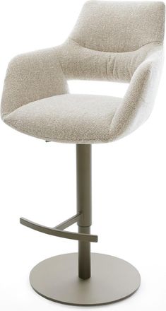 DELIFE Barstuhl Yago-Flex Webstoff Soft Beige Drehfu&szlig; h&ouml;henverstellbar Metall Titanfarben Taschenfederkern, Barst&uuml;hle