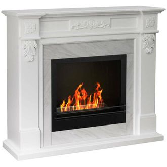 Dmora Dmora - Bioethanol-Kamin Arborio, &Ouml;kologischer Kamin, Rauchfreies Feuer, Heizung mit Ethanol, Made in Italy, 38x121 h108 cm, Wei&szlig;