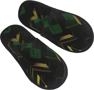 Generic G&eacute;om&eacute;trique Noir, Vert Et Or Homme Femme Chaussons Antid&eacute;rapantes Slippers Respirantes Pantoufles Pour Maison Automne Int&eacute;rieur L