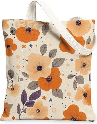 Generic Sac fourre-tout en toile de pens&eacute;e esth&eacute;tique printani&egrave;re pour faire du shopping, 33 x 38,1 cm, sac d&eacute;picerie r&eacute;utilisable pour femme, motif floral ab