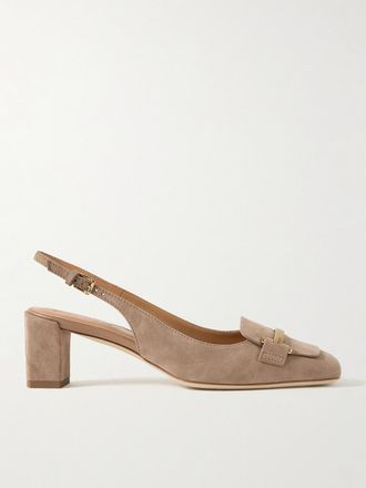 Tod's Cuoio Pumps Aus Veloursleder Mit Verzierung - Braun