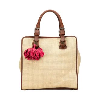 Celine Sac Cabas Moyen Pre-owned en Raffia - Femme - Pre-owned - Beige - Taille: ONE Size