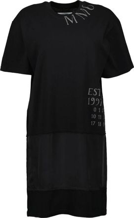 Maison Margiela Femme, Robes, Noir, Taille: 38 FR Robe T-shirt noire imprim&eacute;e