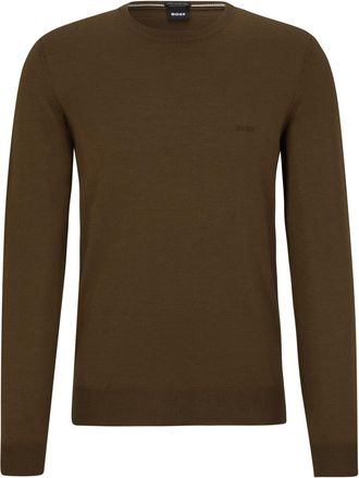 BOSS Herren Botto-L Pullover aus Schurwolle mit Rundhalsausschnitt und Logo-Stickerei Hellgrün XXXL