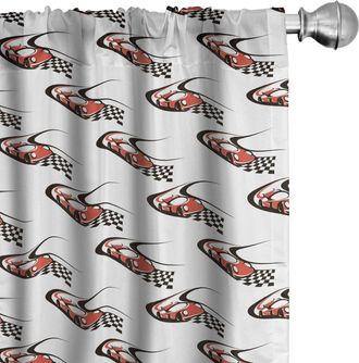 Abakuhaus Autos Vorhänge, Gardinen, Formula Race Rally Win, Fensterbehandlungen für Wohnzimmer Schlafzimmer Dekor, 2 Stück 75 cm b x 245 cm h, Scarlet Schwarz W