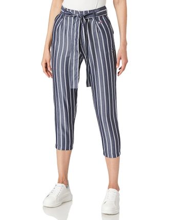 Tommy Jeans Damen TJW HR FLUID TAPERED STRIPE PANT Hose, Twilight Navy/Wei&szlig;, W31 / L32