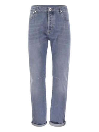 Brunello Cucinelli jean à ourlet retroussé - Bleu