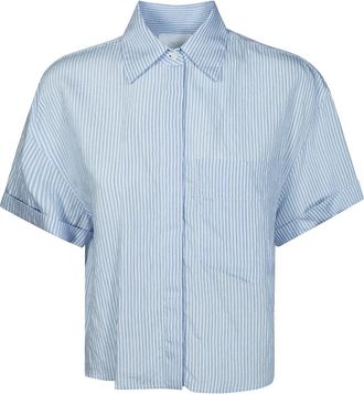 Dondup Femme, Blouses et Chemises, Bleu, Taille: 40 FR Camicia in riga fluida