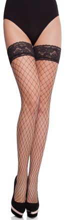 Merry Style Damen Halterlose Netzstr&uuml;mpfe MSSS003 (Schwarz-2, M/L (40-44))