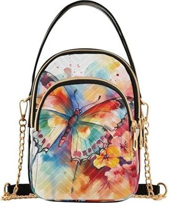 Mnsruu Sac à bandoulière pour femme, motif papillon tropical, teinture par noeuds, sac à main, petit sac à bandoulière avec sangle réglable