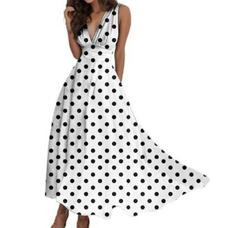 Generic Robe d&eacute;t&eacute; pour femme - D&eacute;grad&eacute; de couleurs - Imprim&eacute; - Col en V - Sans manches - Pour la plage, les vacances, les loisirs, Blanc., XXL