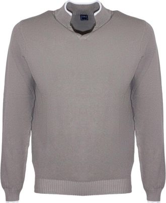 Fedeli Homme, Sweatshirts et sweats &agrave; capuche, Beige, Taille: S Pull en Piqu&eacute; Col V