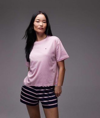 Tommy Hilfiger Essentials - Ensemble de pyjama &agrave; rayures - Rose et bleu marine
