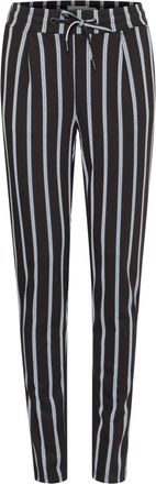 Ichi IHRUTI Damen Hose Stoffhose Pants mit Eingrifftaschen Kordelverschluss gestreift elastisch Regular fit, Gr&ouml;&szlig;e:XS, Farbe:Black (194008)
